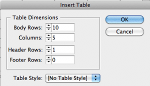 Indesign: Using and styling tables for matrices - Eggplant Studios